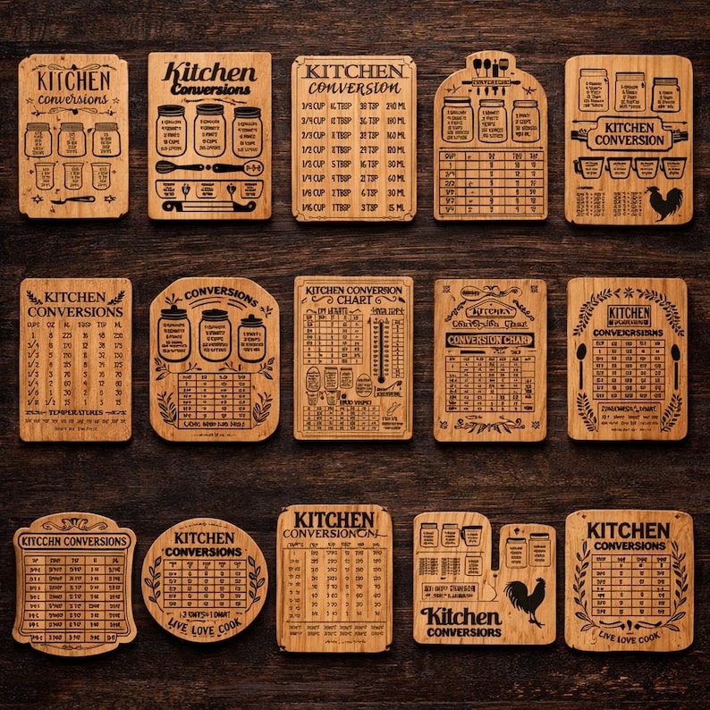 Kitchen Conversion Chart SVG Bundle | Laser Cut Files, Glowforge Ready ...