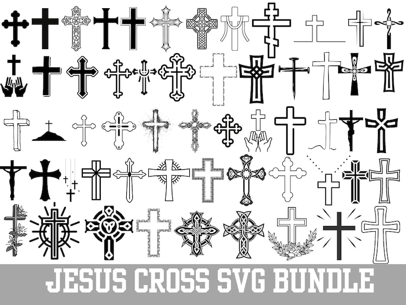 Christian Cross SVG Bundle: Faith, Jesus, Religious Designs (digital ...