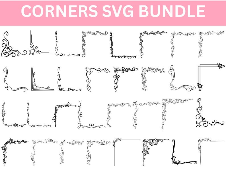 Corner Svg Bundle,flower Corner Svg Bundle,decorative Elements Svg ...