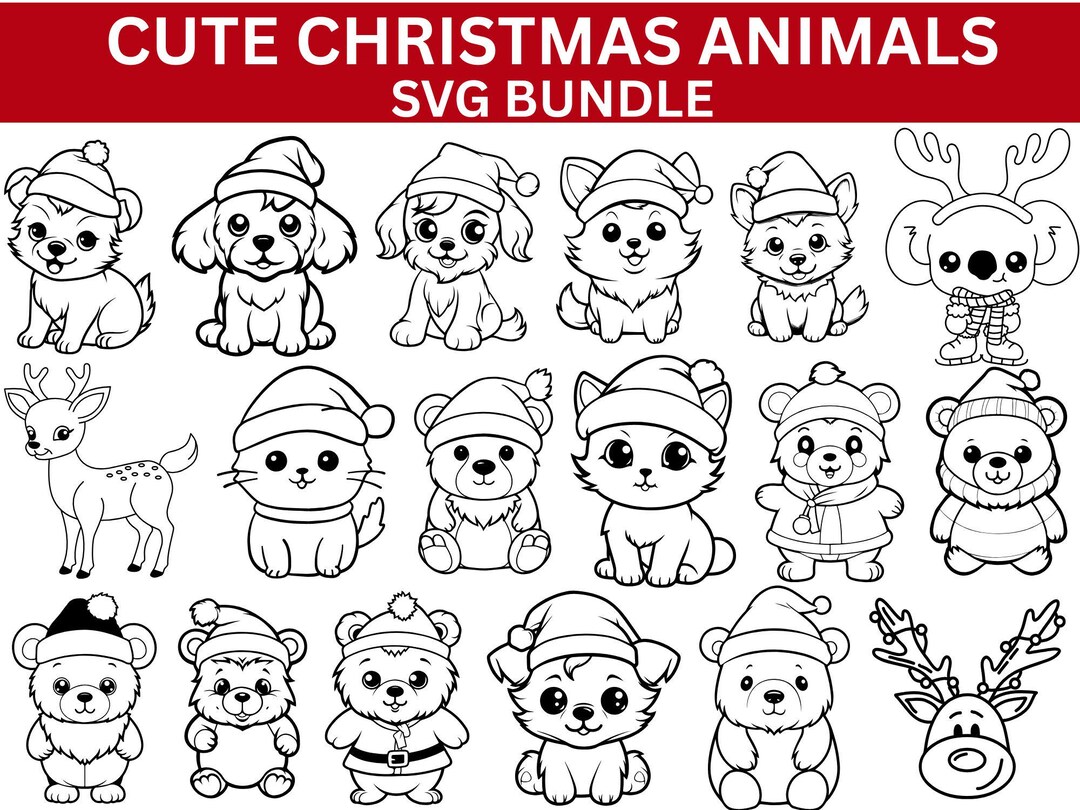 Cute Christmas Animal SVG Bundle,santa Claus Svg,christmas Clipart ...