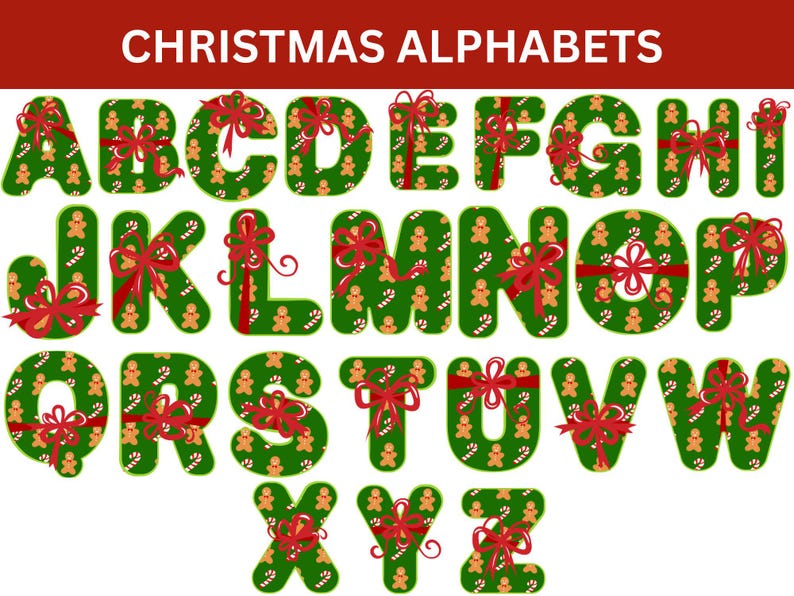 Christmas Alphabet SVG Bundle, Santa PNG Letters (digital Download ...