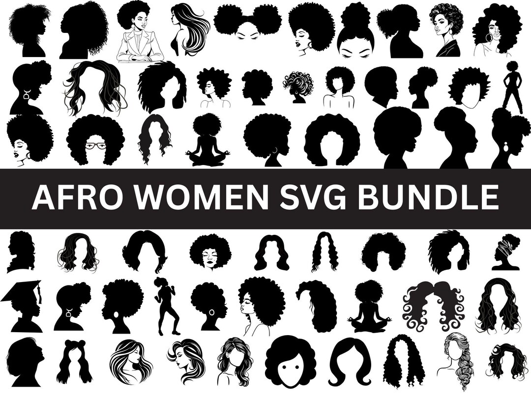 Afro Women SVG Bundle: Curly Hair Graphics (digital Art) - Etsy