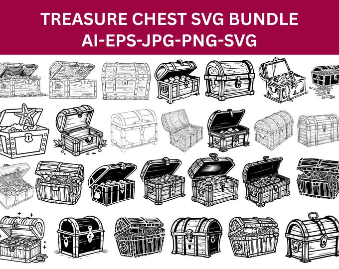PIRATE TREASURE CHEST Svg, Antique Wooden Treasure Chest Svg Files for ...