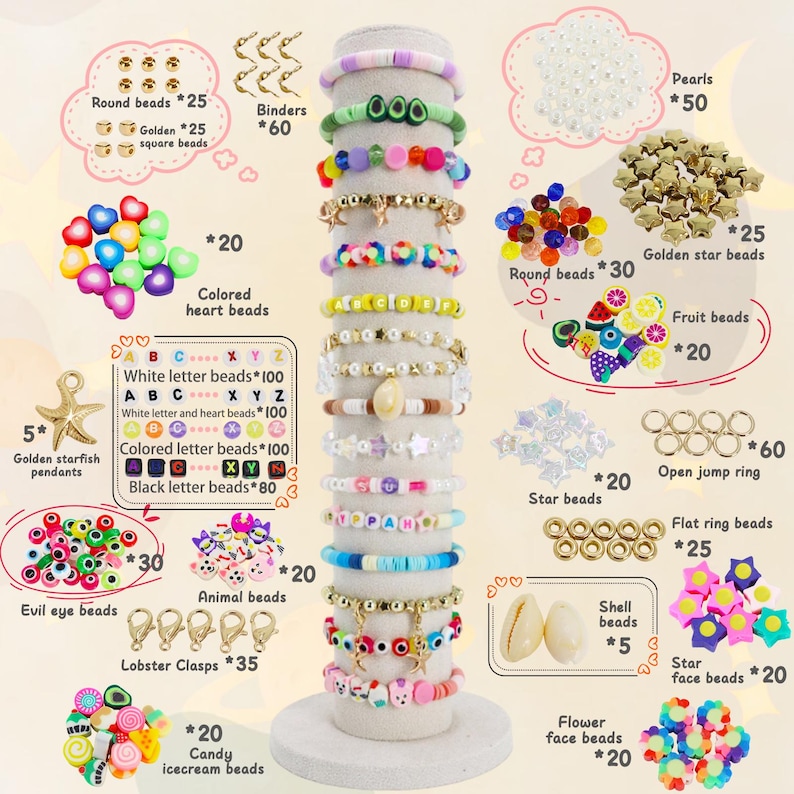 Clay Beads Bracelet Making Kit, Jewelry Making Kit, Clay Beads ...