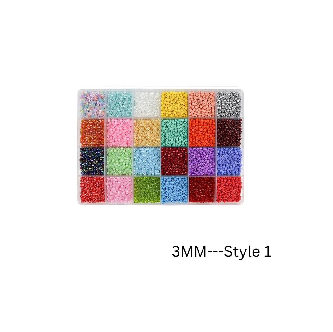 3MM / 4MM Glass Seed Beads Kit for Bracelet Making, 24 Colors, DIY ...
