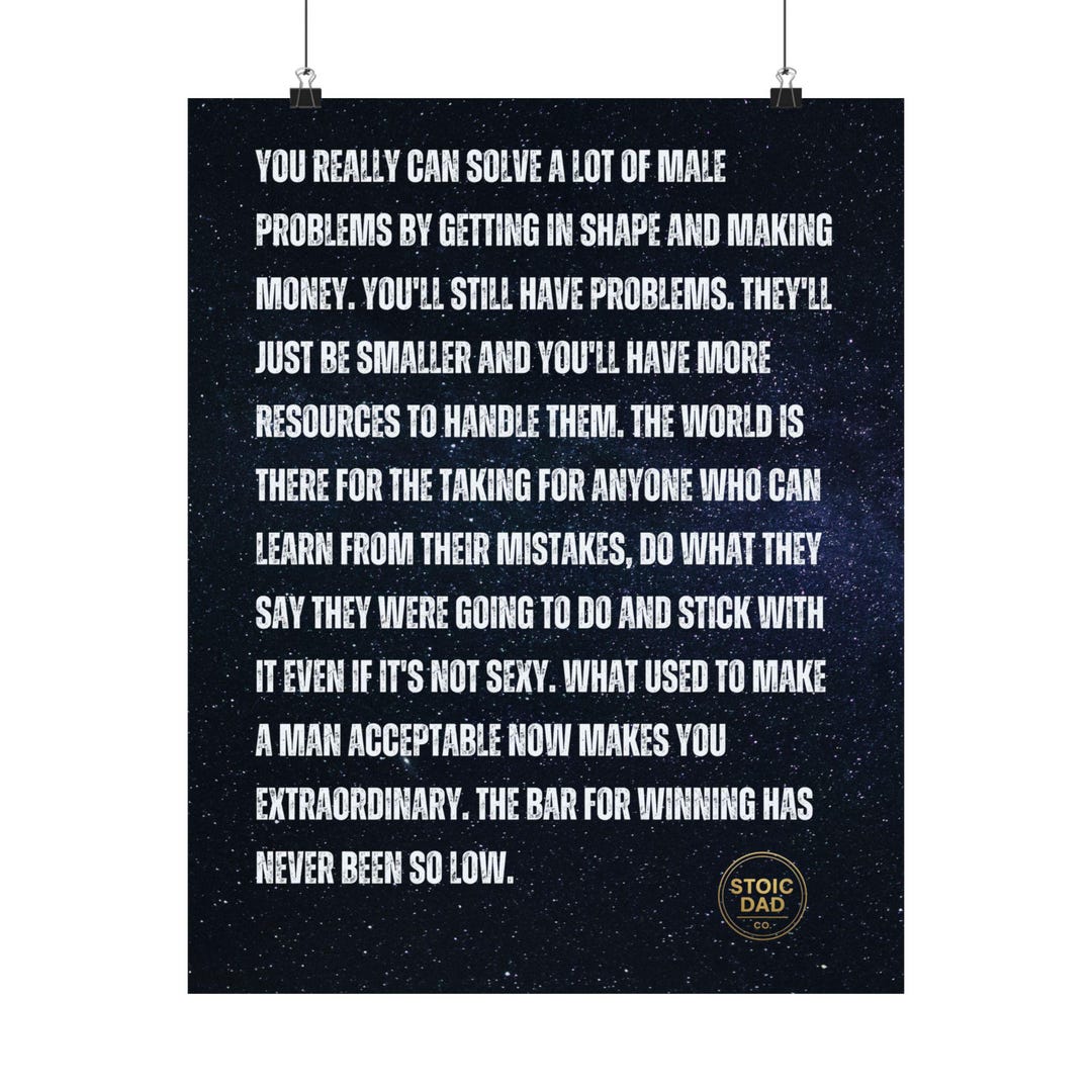 Stoic Dad Motivational Quote Matte Vertical Poster | Inspirational Wall ...