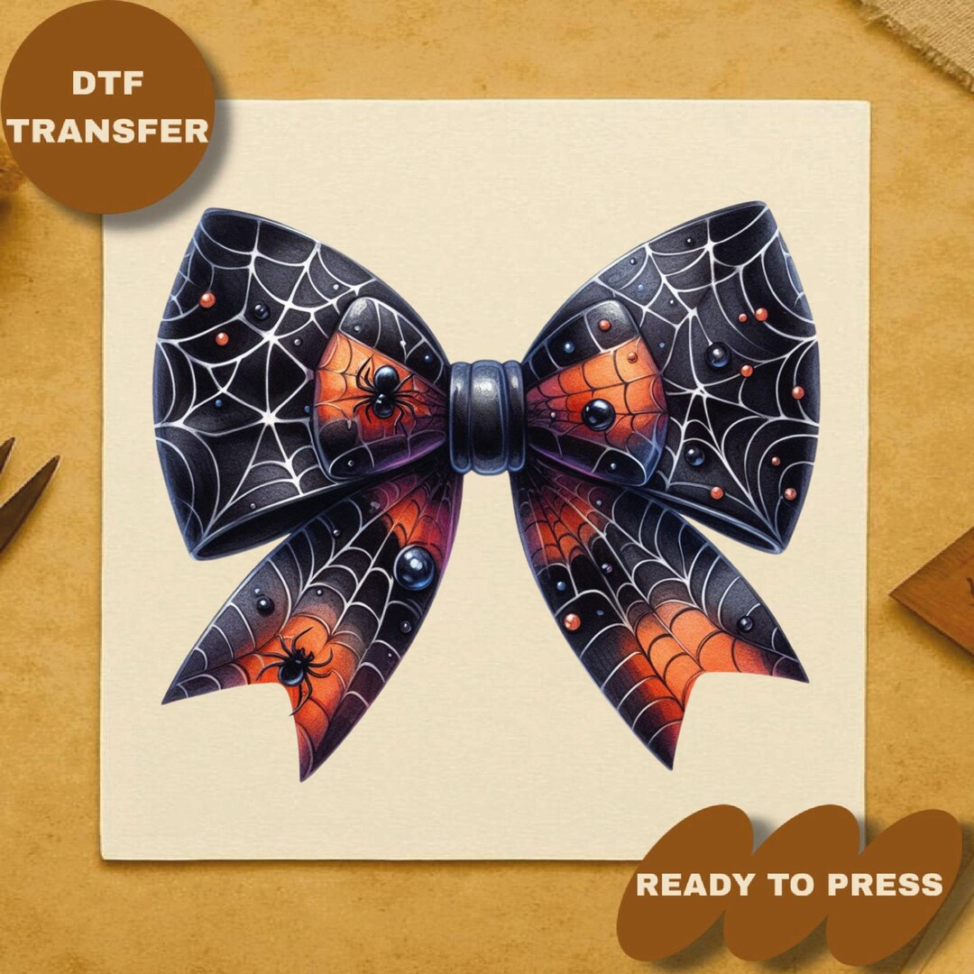 Spider Web Bow DTF Transfer Print: Halloween Coquette Bow Design - Etsy