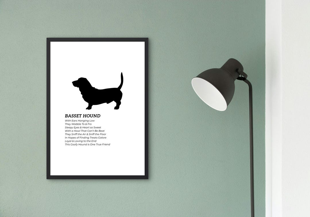Basset Hound Silhouette Art Print With Poem (digital Download) - Etsy