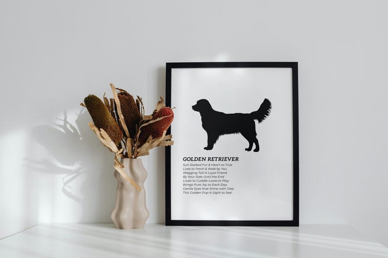 Golden Retriever Silhouette Art Print: Dog Lover Poem (digital Download ...