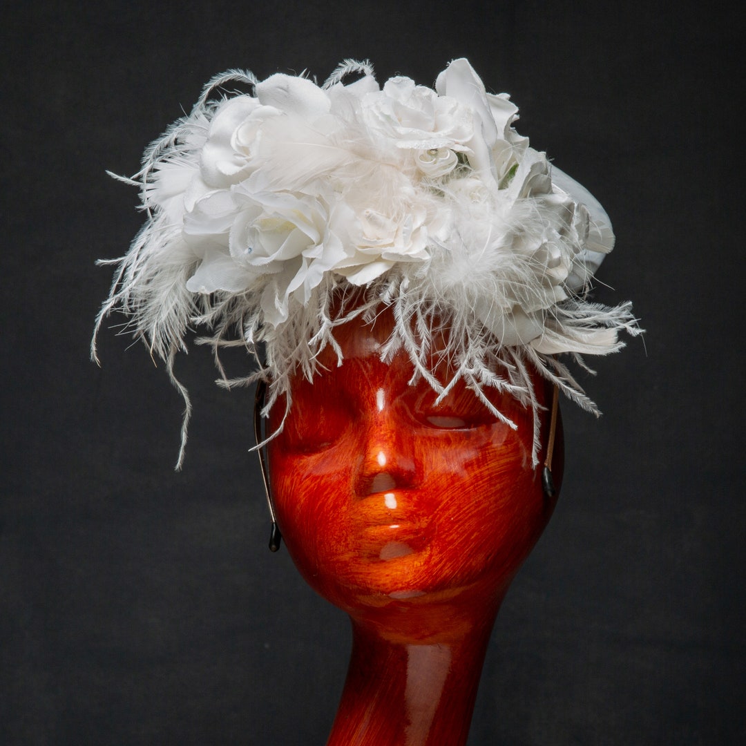 Alexis, Bridal Percher, White Percher, White Feather Hat, Bridal ...