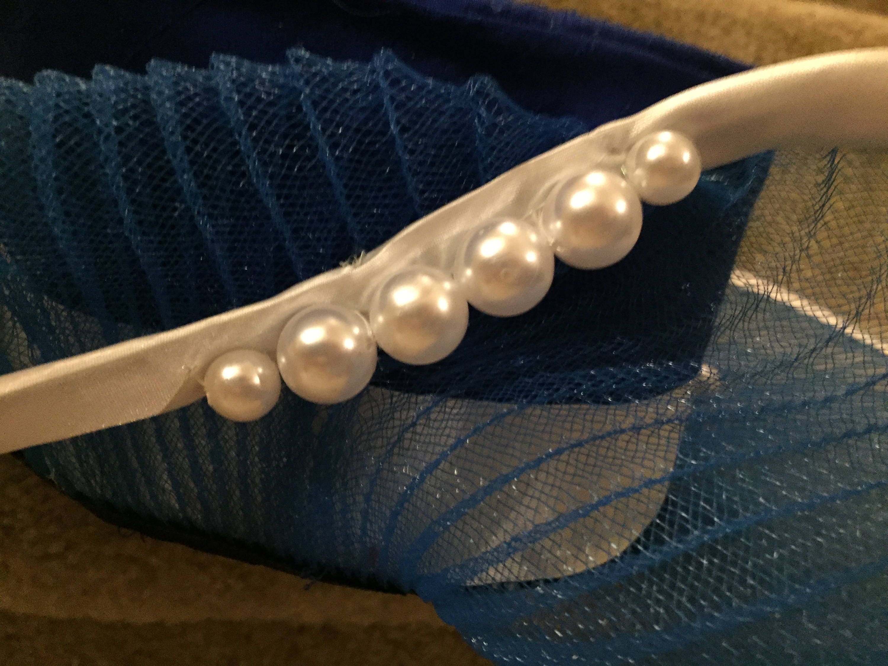Hat, Blue Hat, Church Hat, Crinoline Hat, Pearl Hat, Royal Blue Hat ...