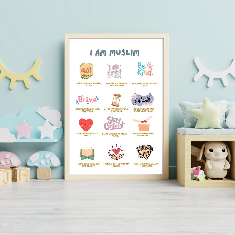 PRINTABLE Islamic Affirmations Poster for Muslim Kids, Positive I Am ...