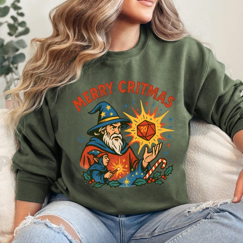 Merry Critmas Dnd PNG, Dungeons Christmas Dragons Party Png, Dnd Wizard ...