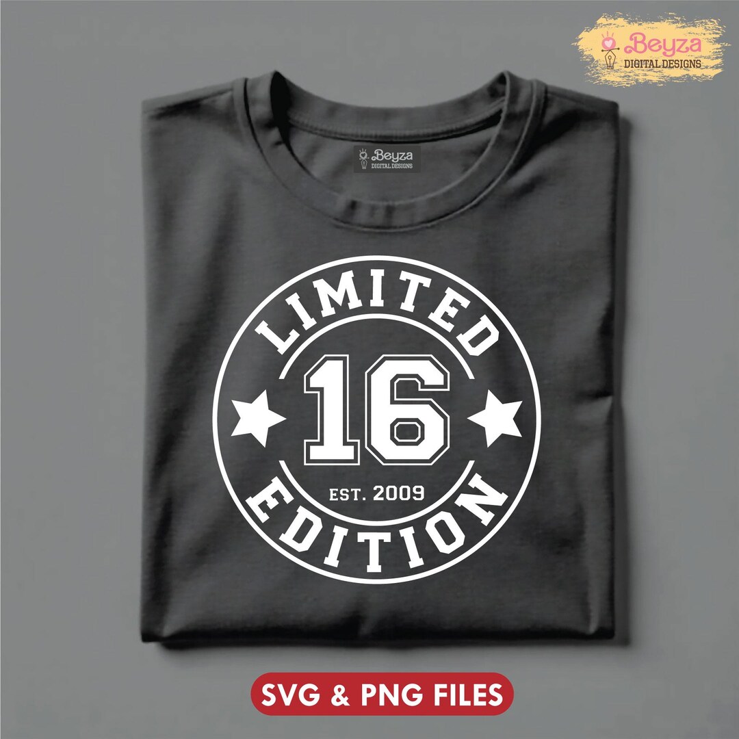 16th Birthday Png, Est 2009 Svg, Birthday Shirt Design DTF Cut File ...