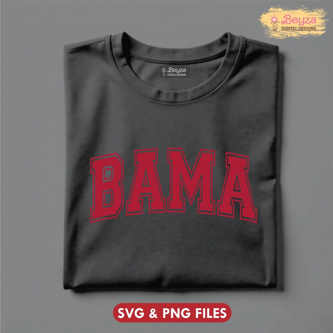 Alabama Football SVG PNG: Crimson Varsity Bama Letters, Alabama Lover ...
