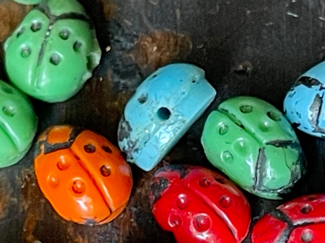 Vintage Glass Lady Bug Beads - Etsy