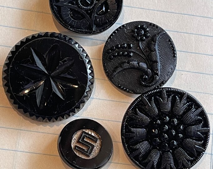 Antique Glass Mourning Buttons - Etsy