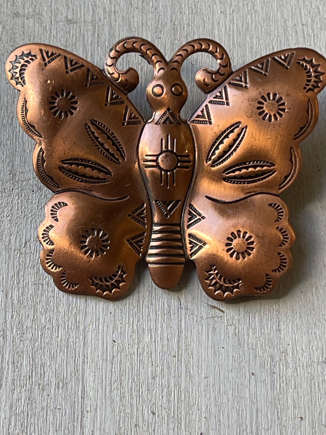 Vintage Copper Native American Butterfly Brooch - Etsy