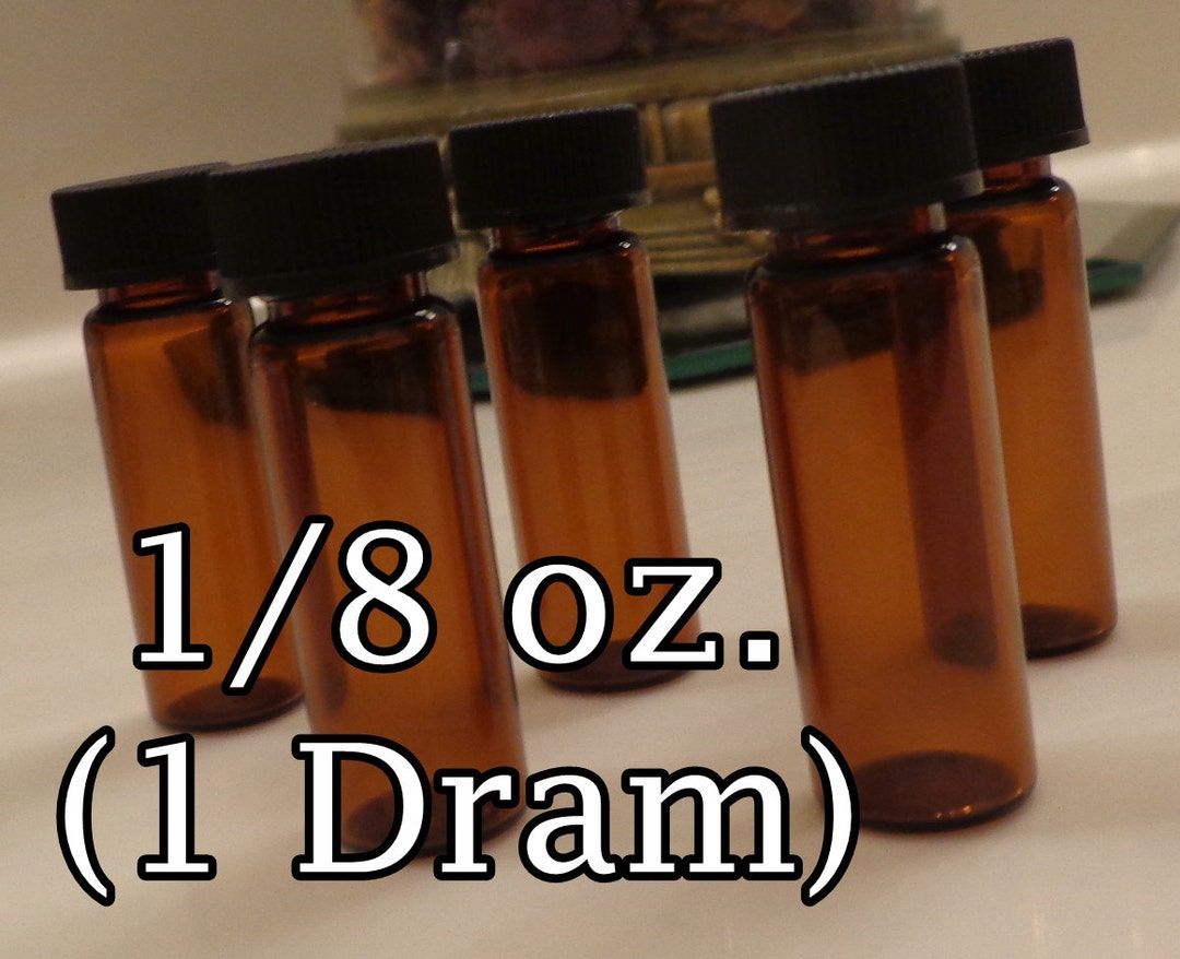 Amber Glass Essential Oil Vials - 1 Dram (1/8 Oz) With Foam Lined Cap ...