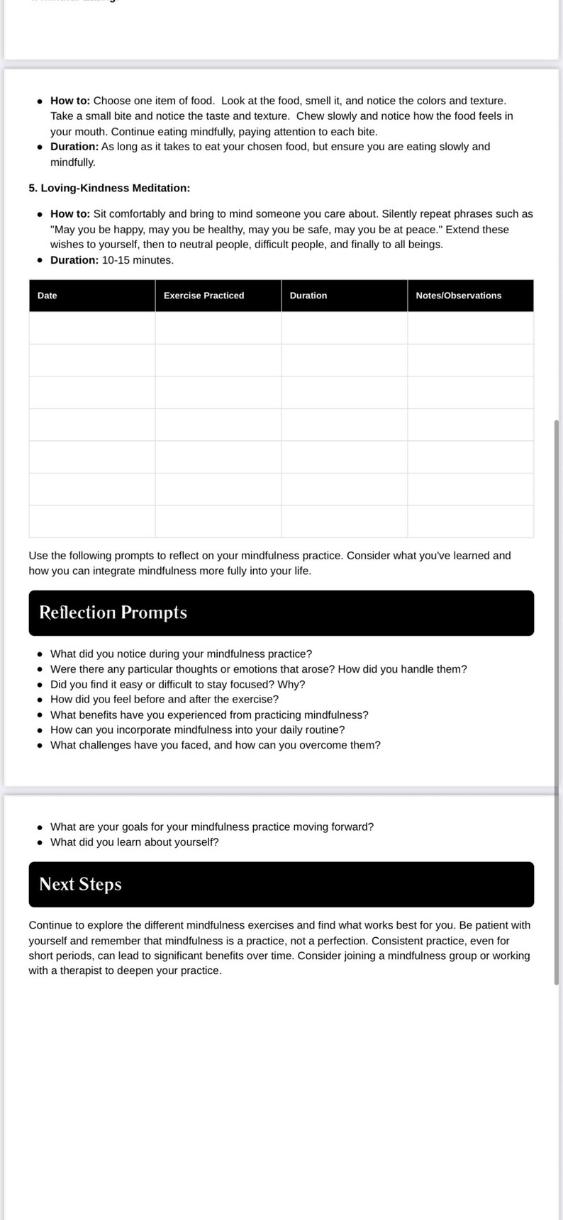 Intro to Mindfulness Worksheets - Etsy