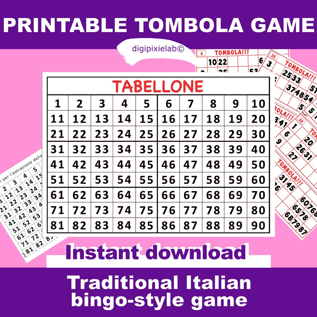 Printable Italian Tombola Game – Traditional Italian Family Game (bingo ...
