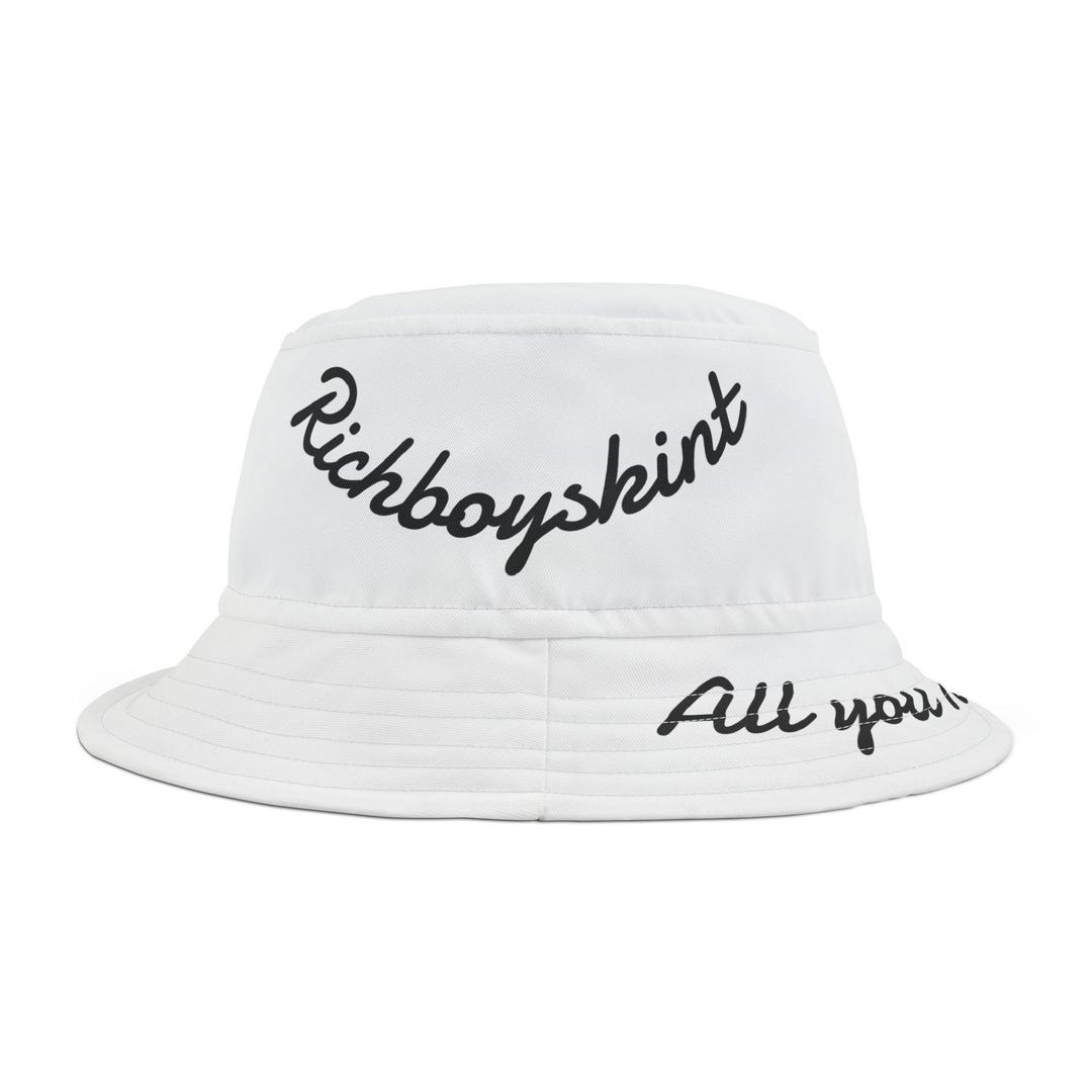 Script Logo Bucket Hat | Embroidered Cursive Text, White - Etsy