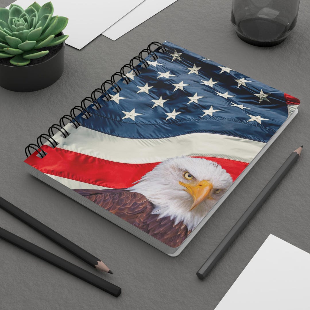 Patriotic Spiral Bound Journal, American Flags Notepad, USA Notebook ...