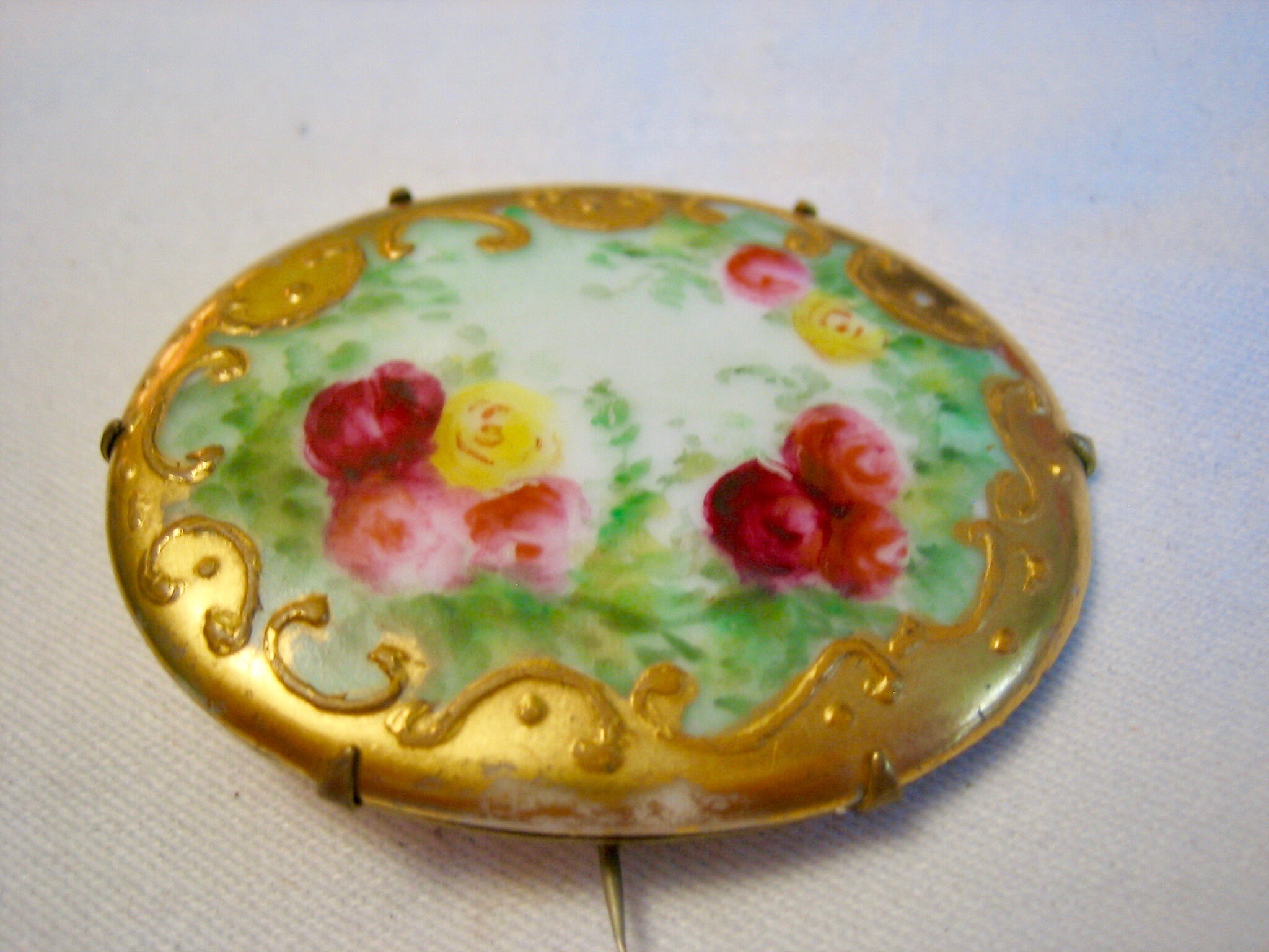 Antique 1800s Hand Painted Floral Cameo Brooch - Etsy