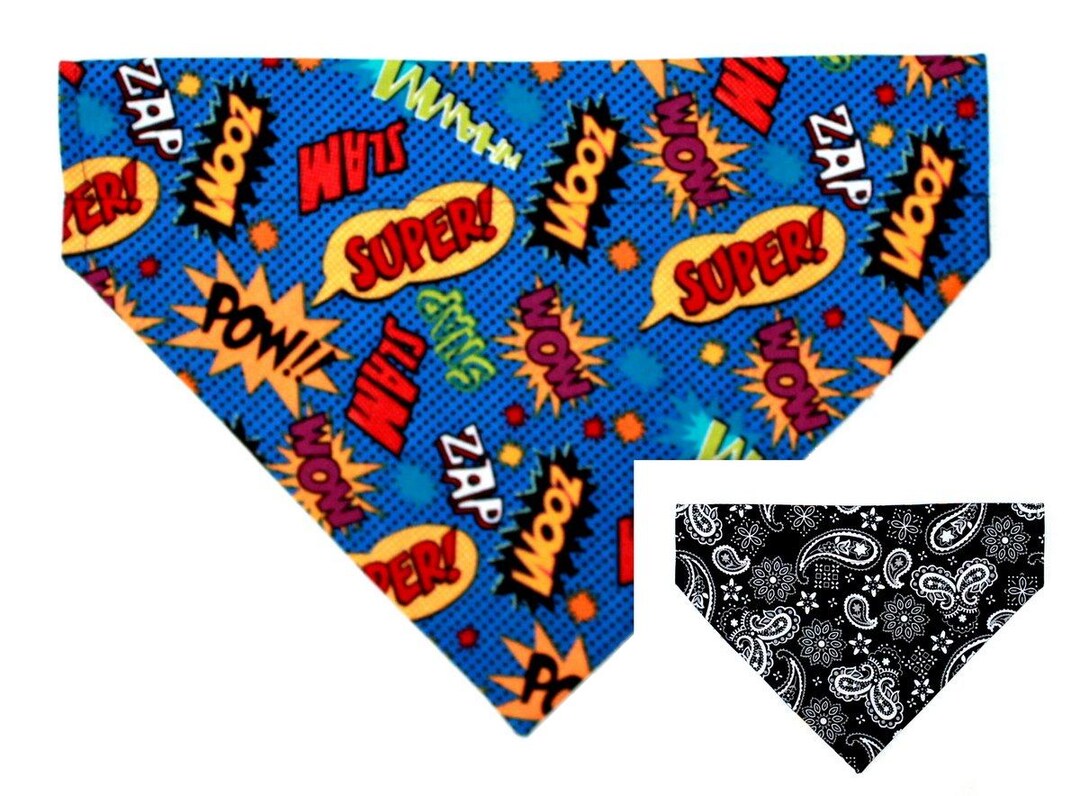 Reversible Bandana, Pow, Wham, Comics, Over Collar Bandana, Paisley ...