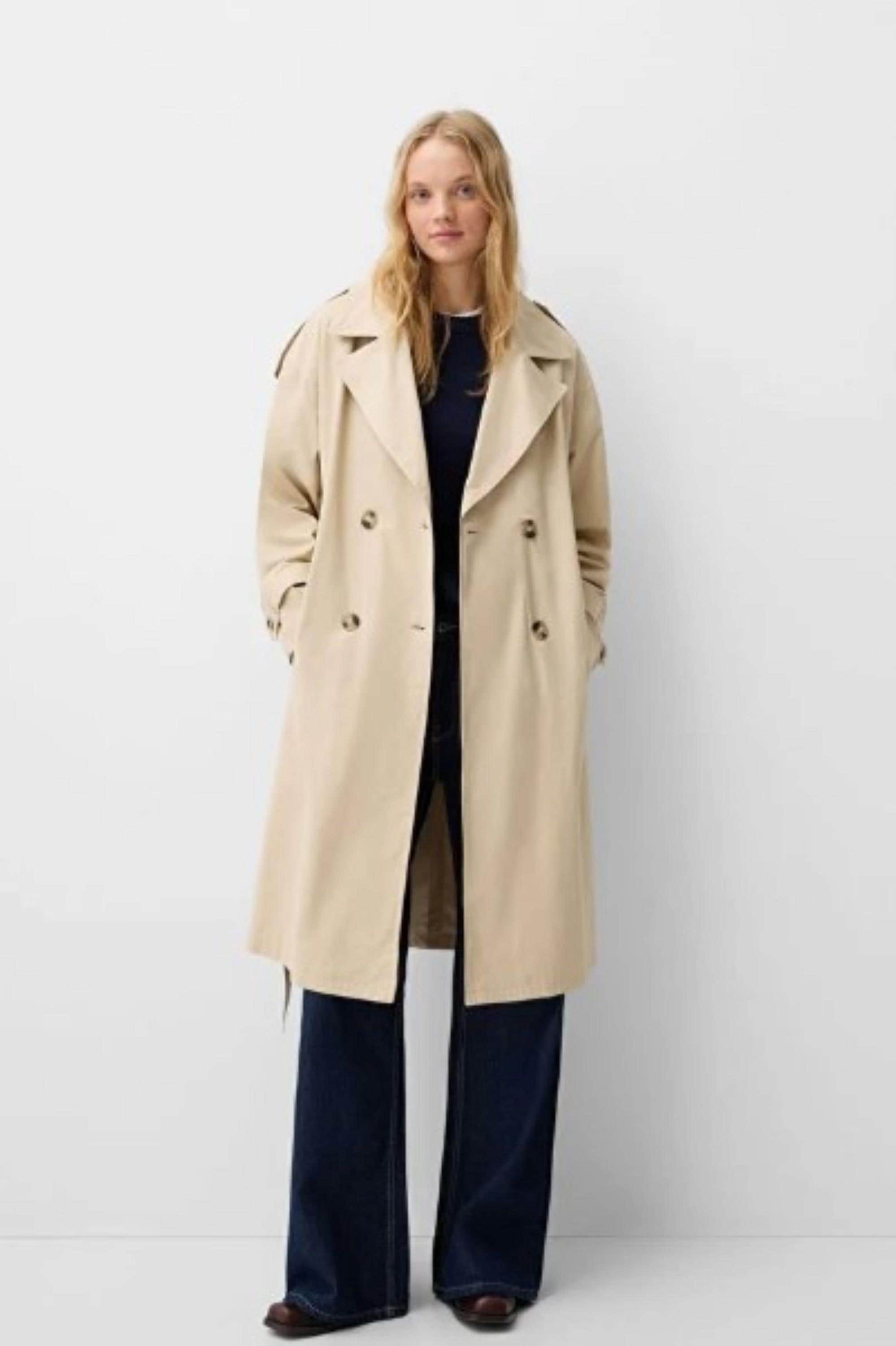 Women Tan Cotton Trench Coat – Double-breasted Lined Jacket Valentine ...