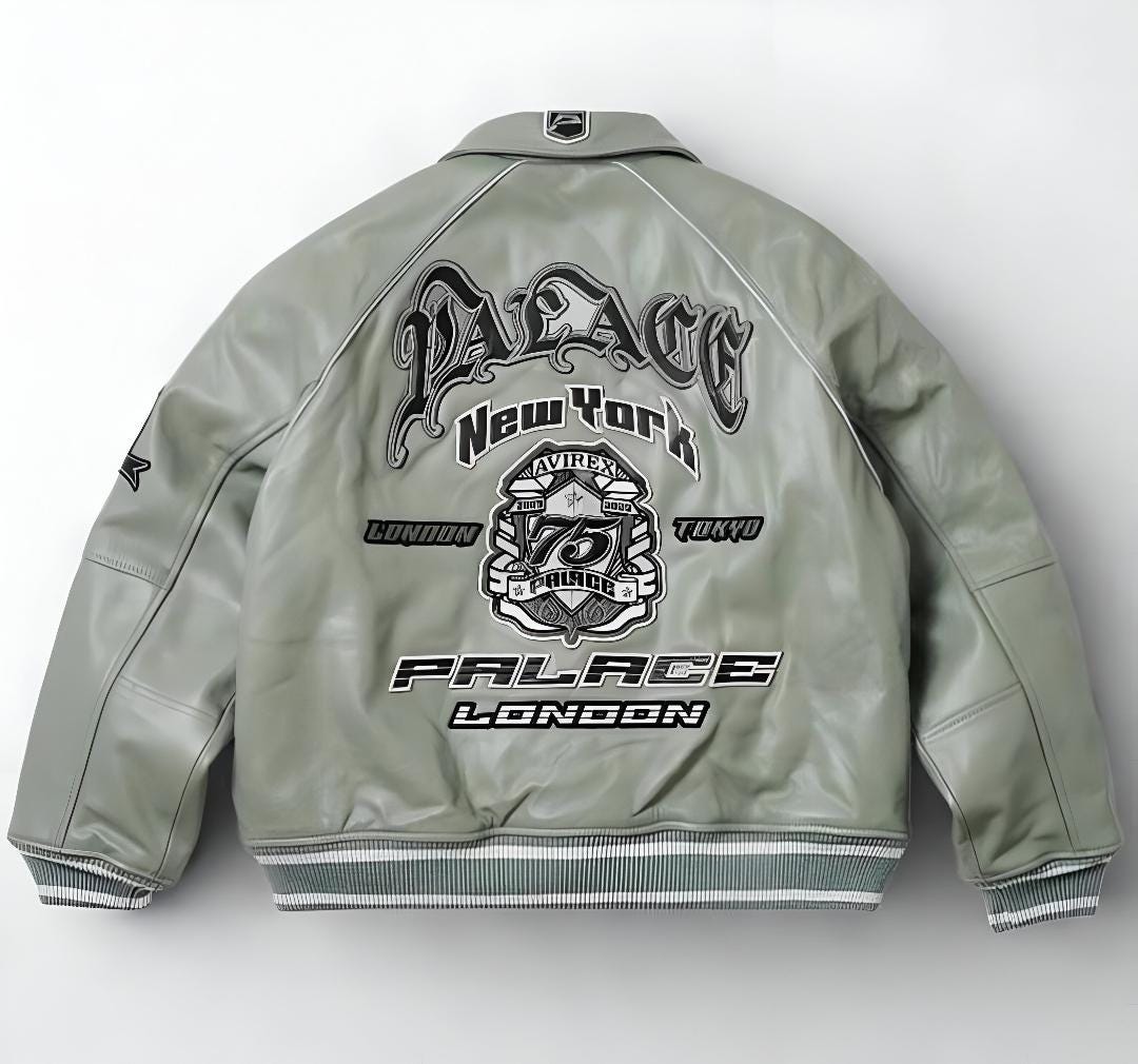 Avirex X Palace Leather Bomber Jacket, Retro Varsity Flight Coat - Etsy