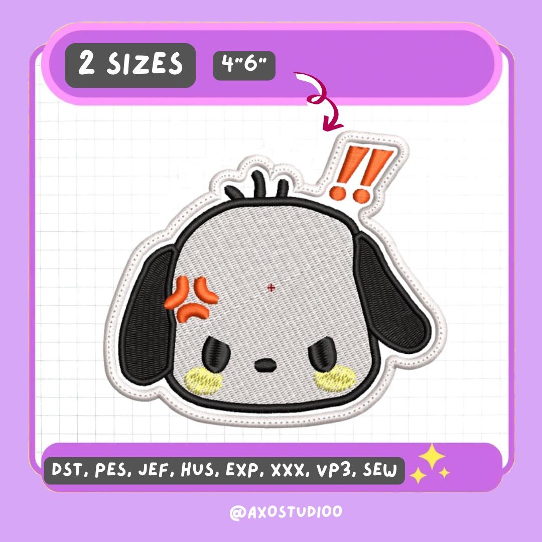 Pochacco Angry Inspired Machine Embroidery Design File / INSTANT ...