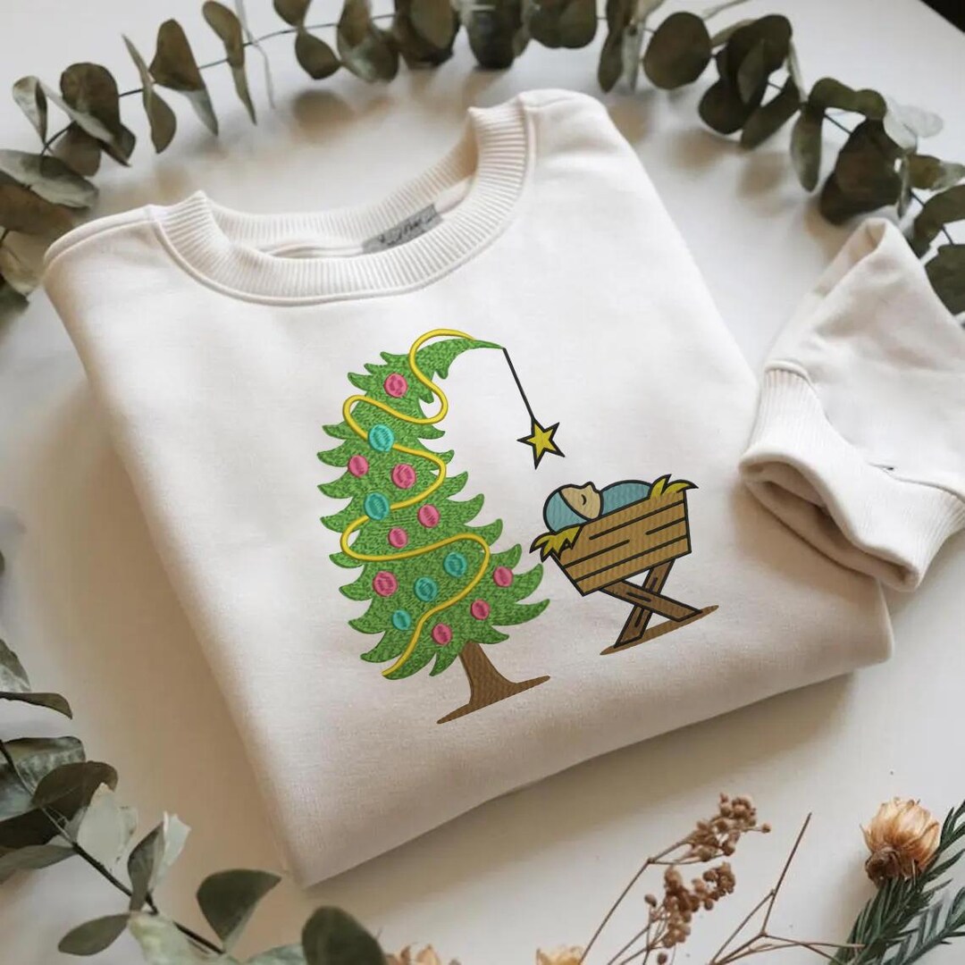 Baby Jesus and Christmas Tree Embroidery File, Christmas Machine ...
