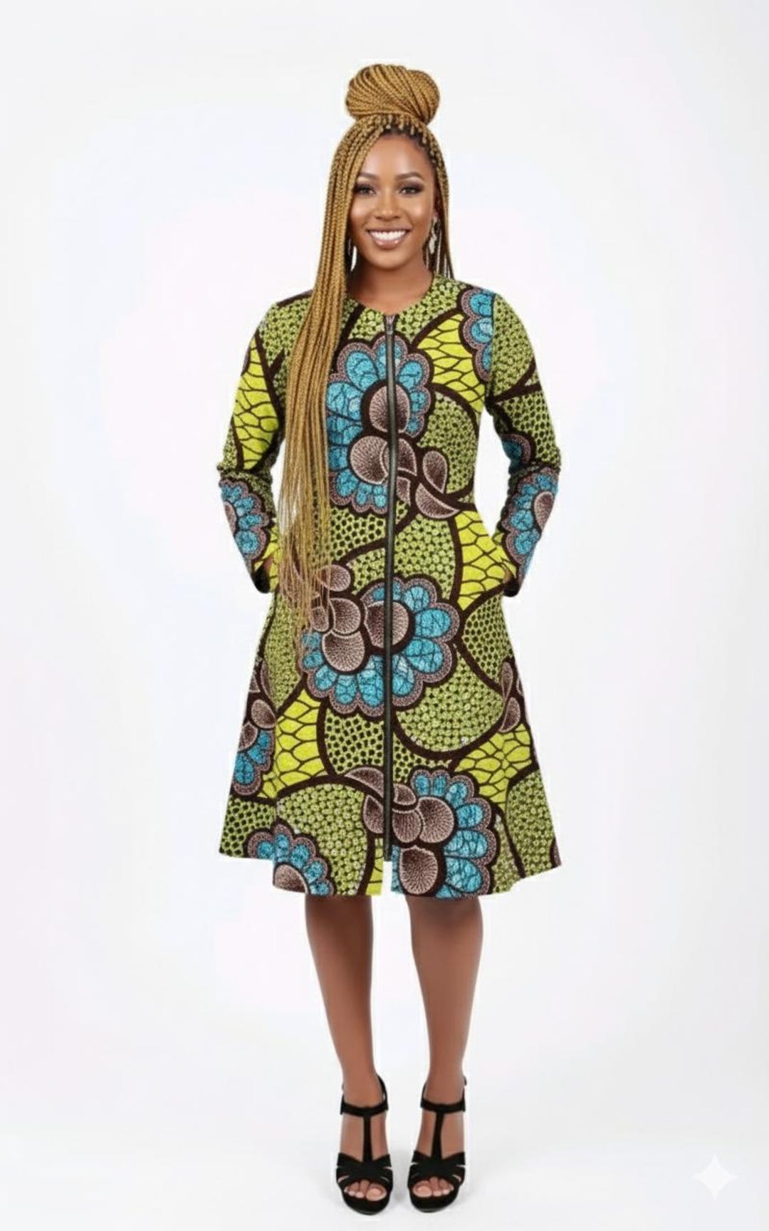 Ankara A-line Dress: African Print Cotton Coat Dress With Pockets - Etsy