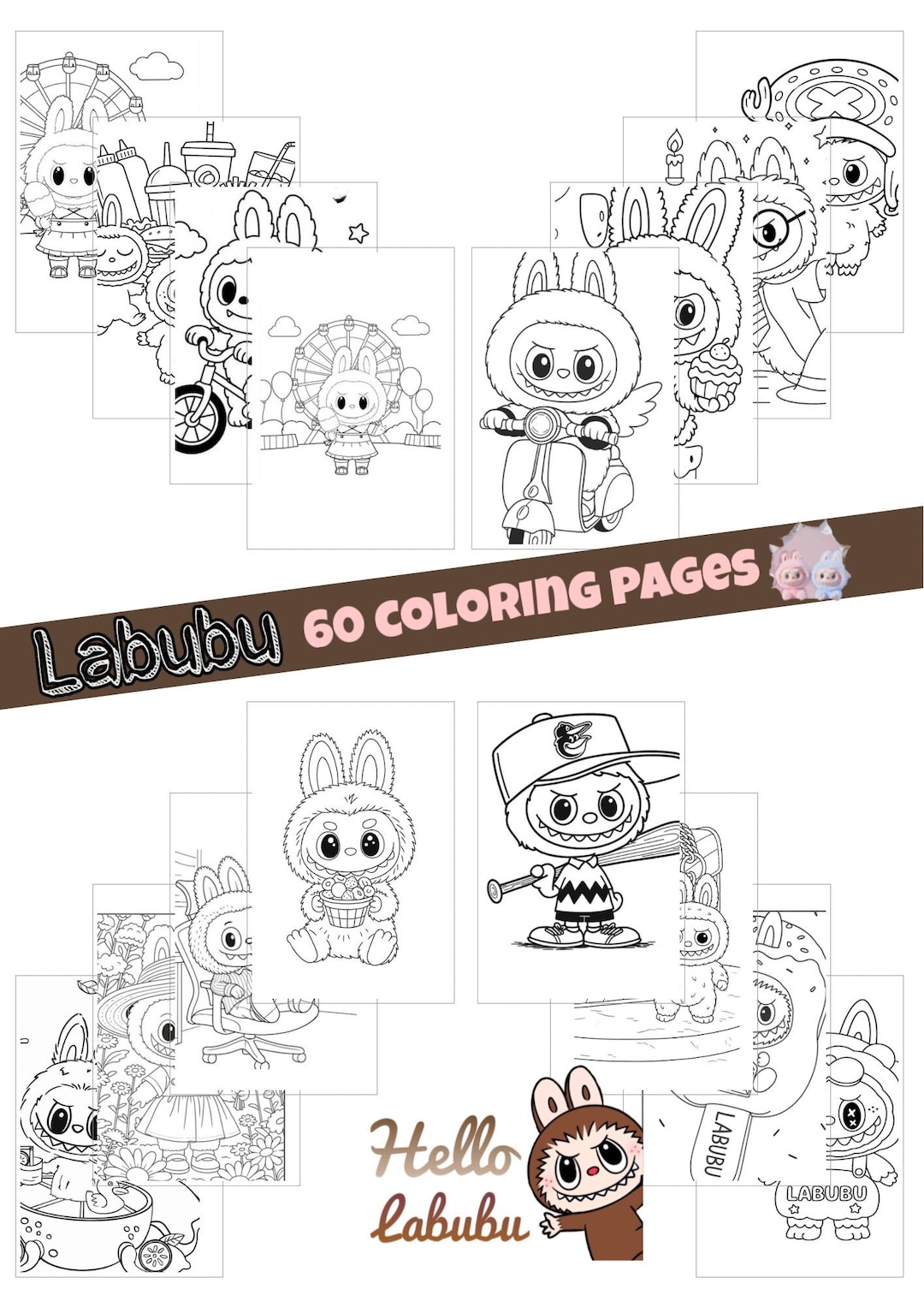 Labubu 60 Coloring Pages - Etsy