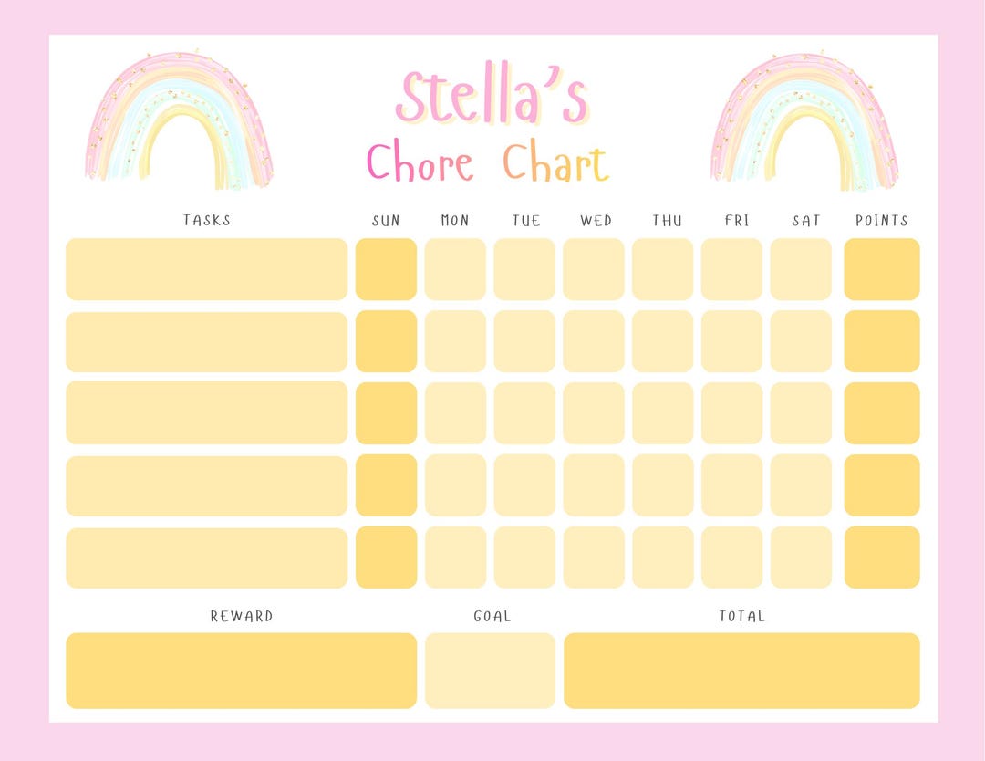 Editable Chore Chart for Kids | Pastel Rainbow Printable Reward Chart ...