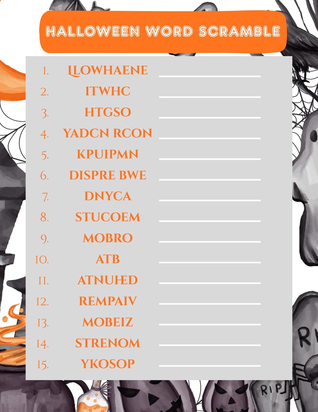 Halloween Word Scramble Printable | Kids Halloween Game | Classroom ...