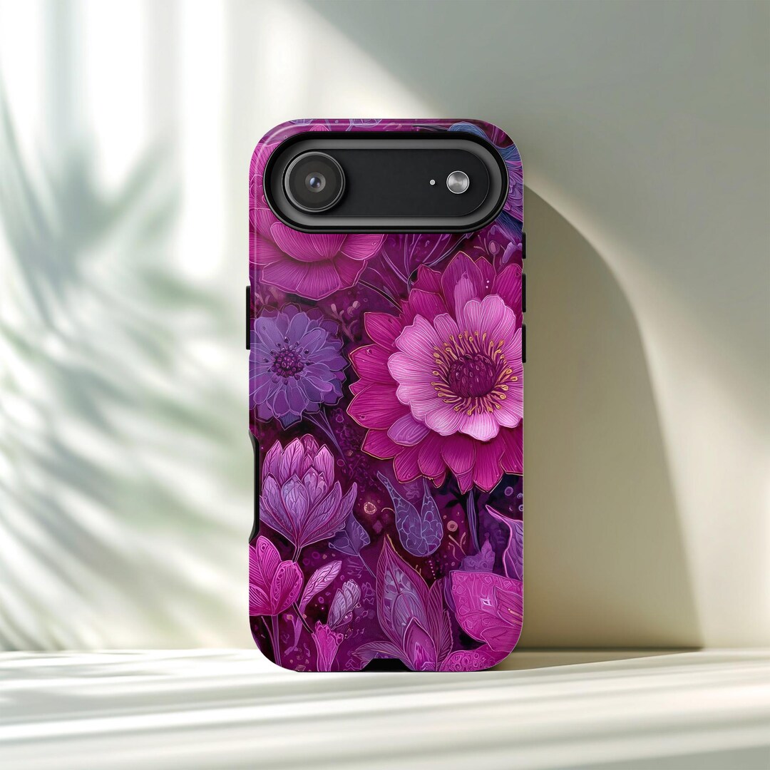 Magenta Fantasy Garden Tough Phone Case, iPhone 17 16 15 14 13 12 11 ...