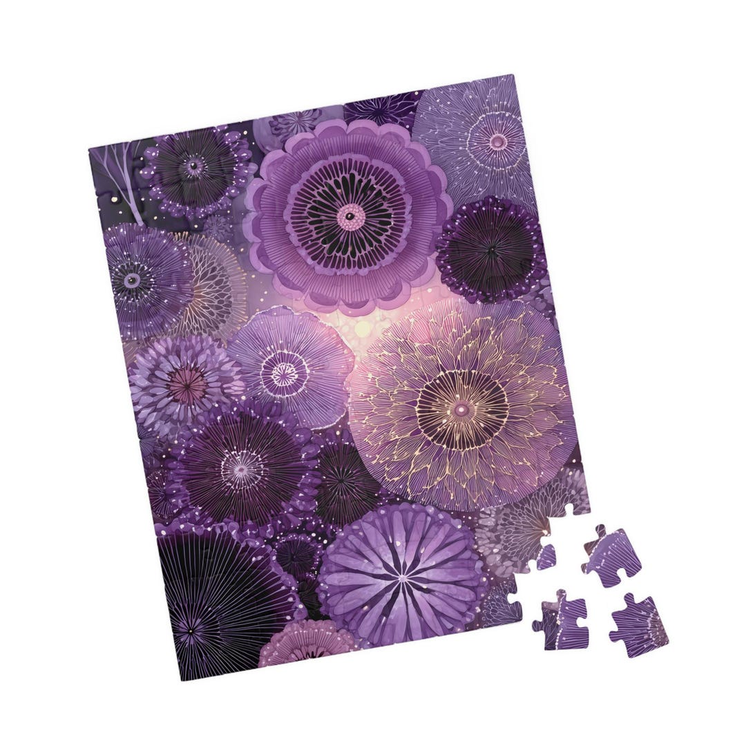 Celestial Purple Bloom Puzzle, Fantasy Starry Blooms Jigsaw, Family ...