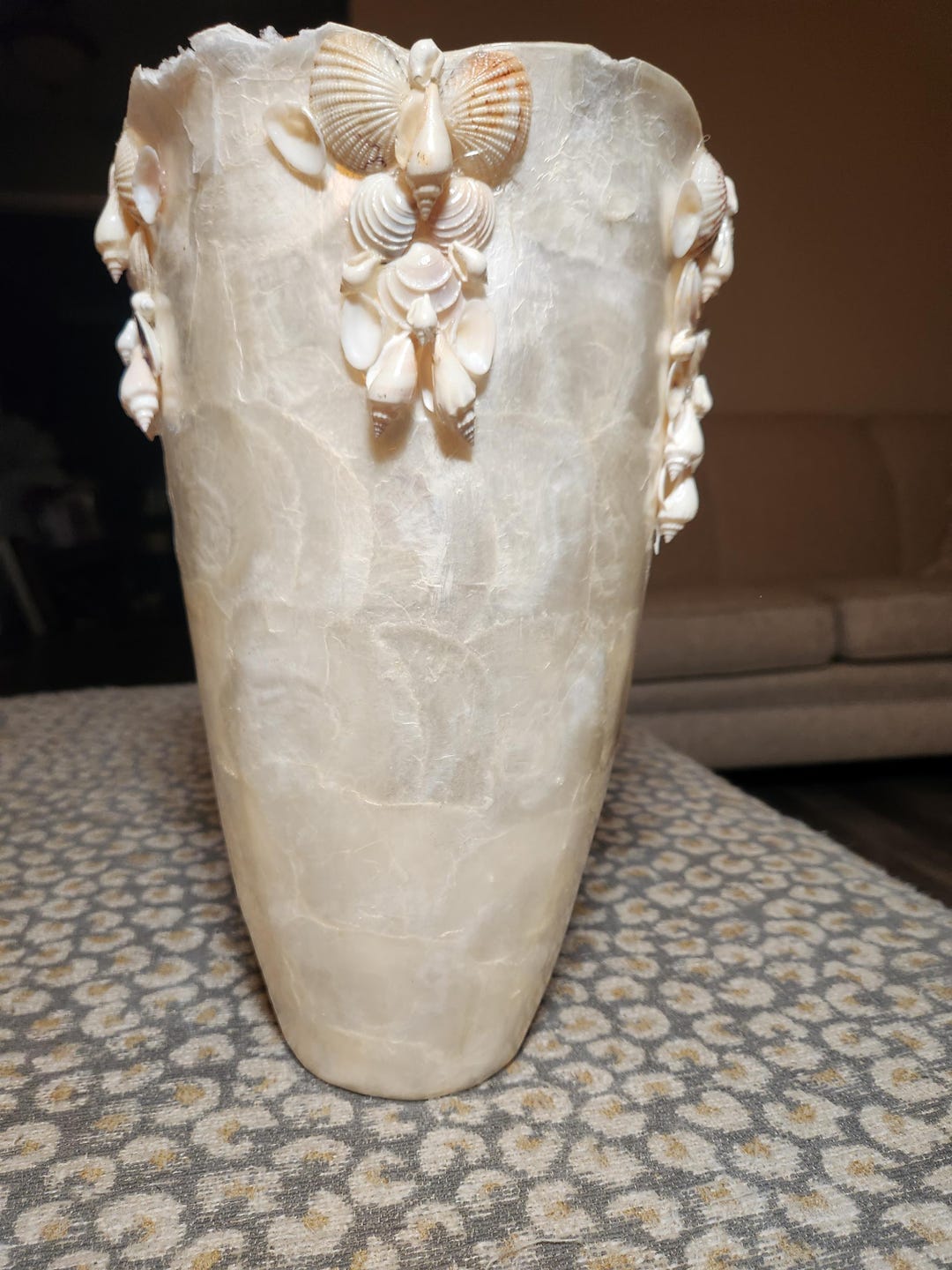 Vintage Mother of Pearl Capizio Applied Seashells Shell Vase ...