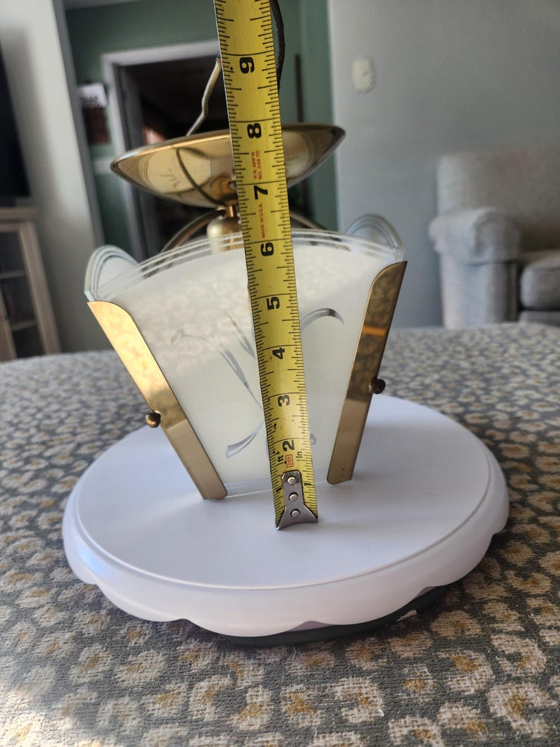 Vintage MCM Virden Hardwired Ceiling Light Fixture Brass Tone Frosted ...