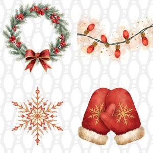 Watercolor Christmas Clipart Bundle – Red & Gold Holiday Graphics (JPG ...