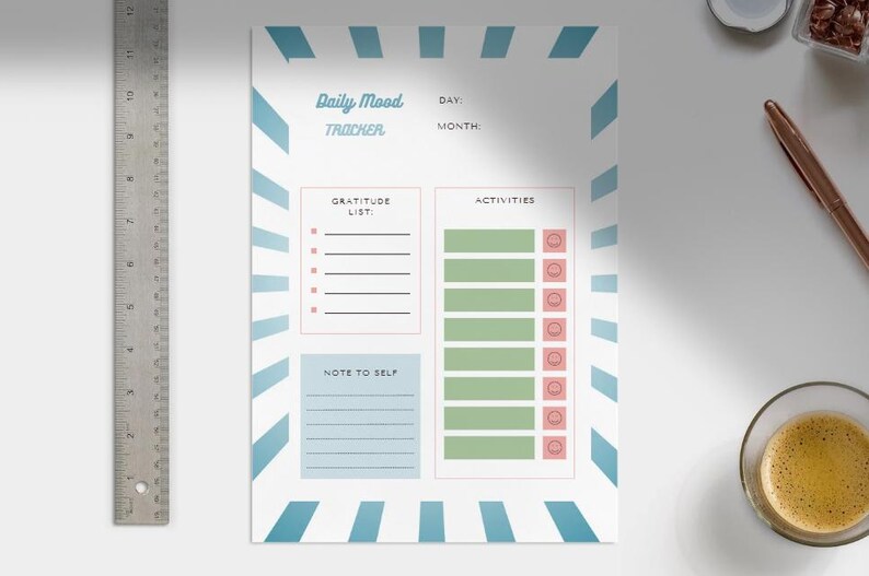 Daily and Weekly Mood Tracker Printable | Mental Health Planner | Self ...