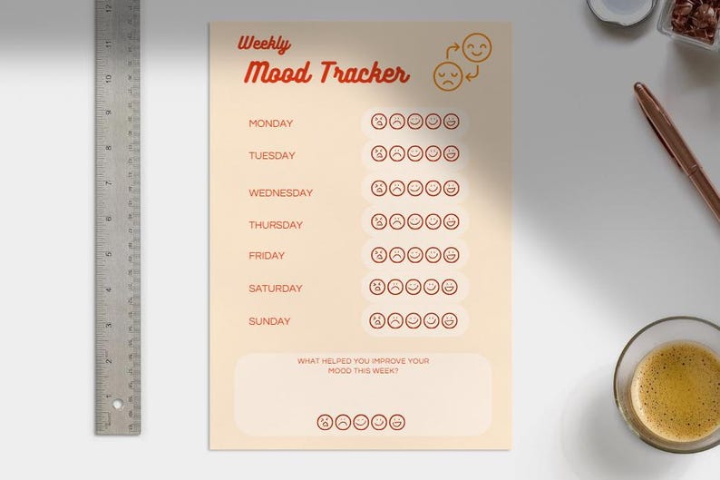 Daily and Weekly Mood Tracker Printable | Mental Health Planner | Self ...
