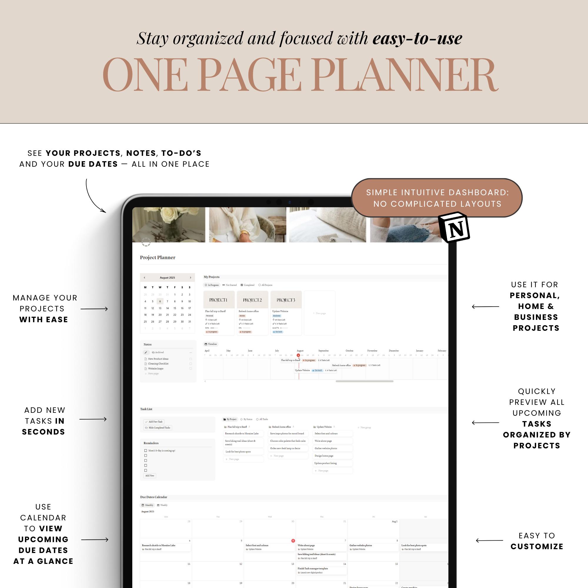 Notion Project Tracker, Task Management Planner, Project Management ...