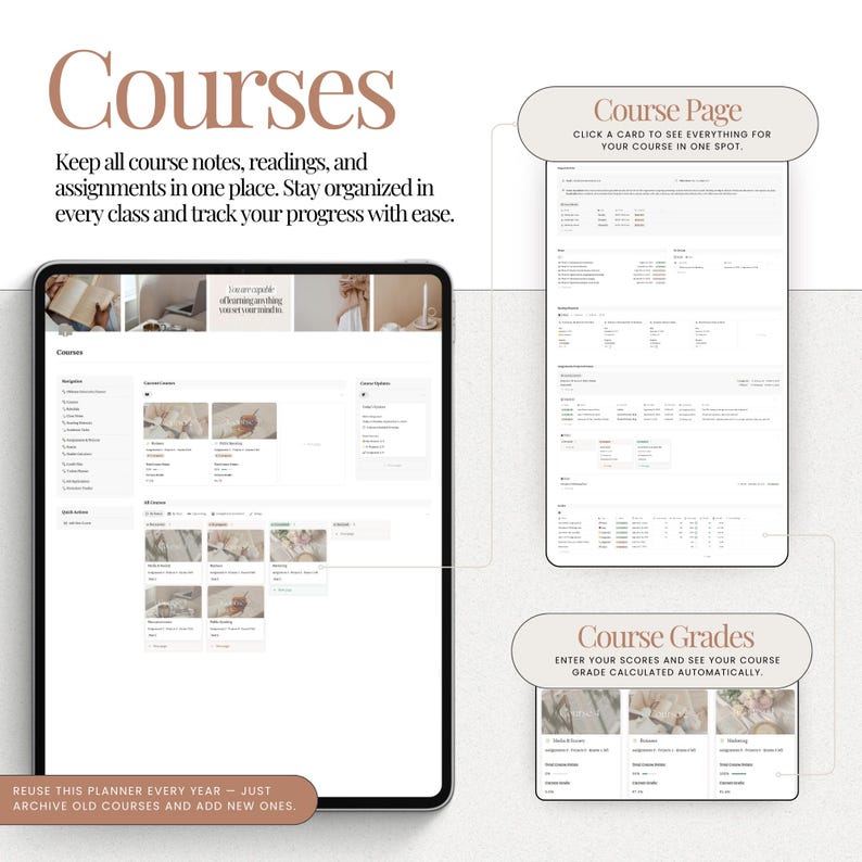 Notion University Planner Academic Planner Assignment Tracker Student Notion Template Exam ...