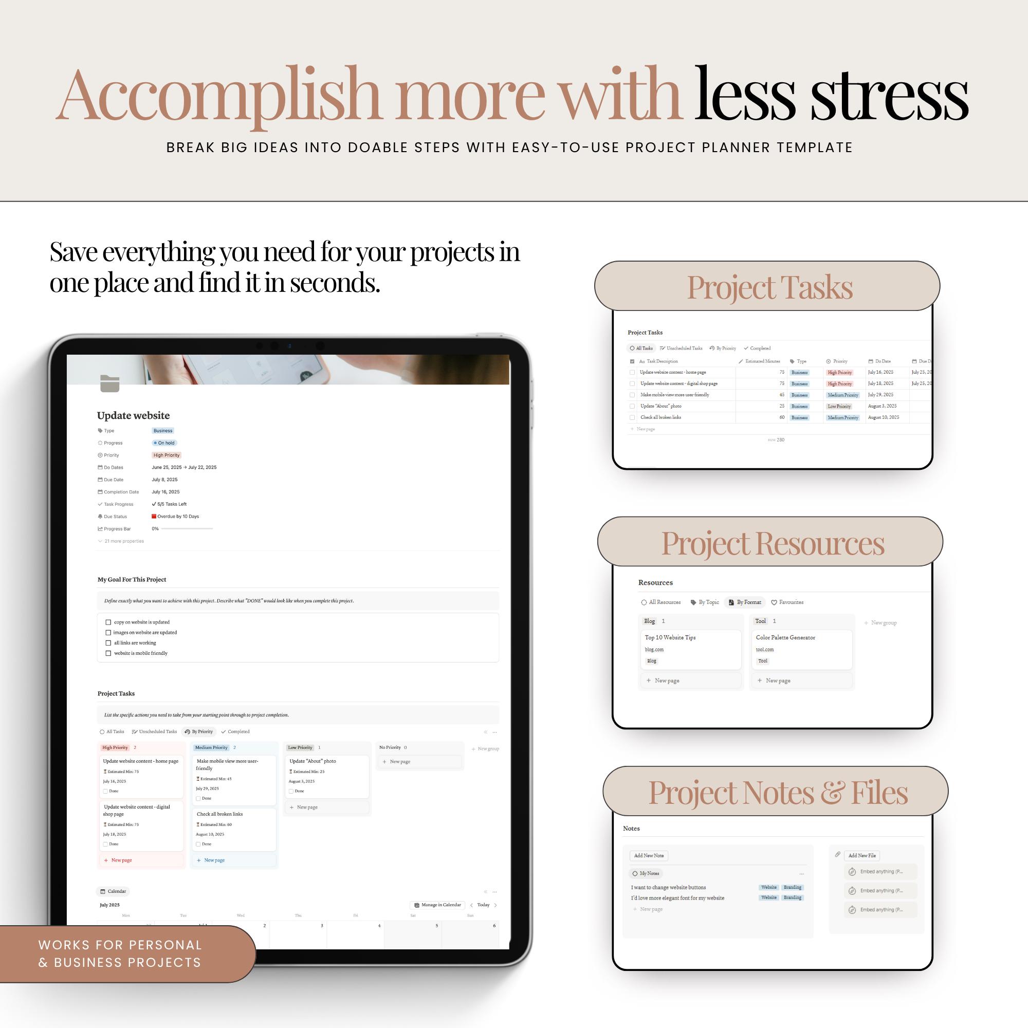 Notion Project Management Planner Task Tracker Project Tracker ...