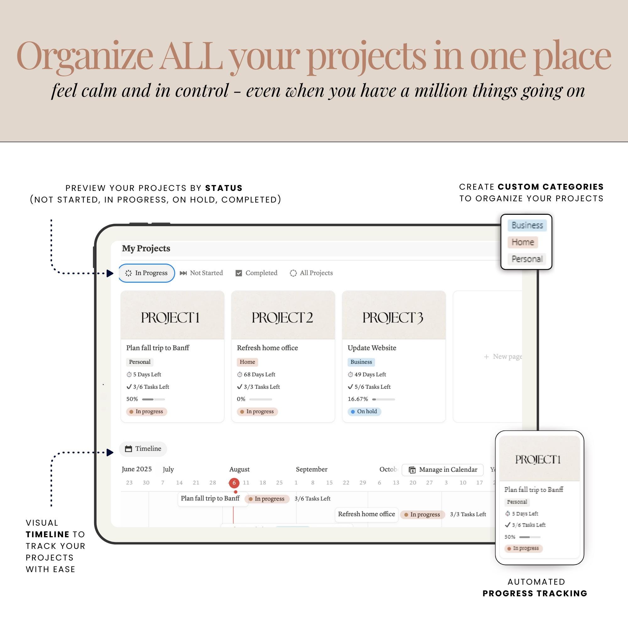 Notion Project Tracker, Task Management Planner, Project Management ...
