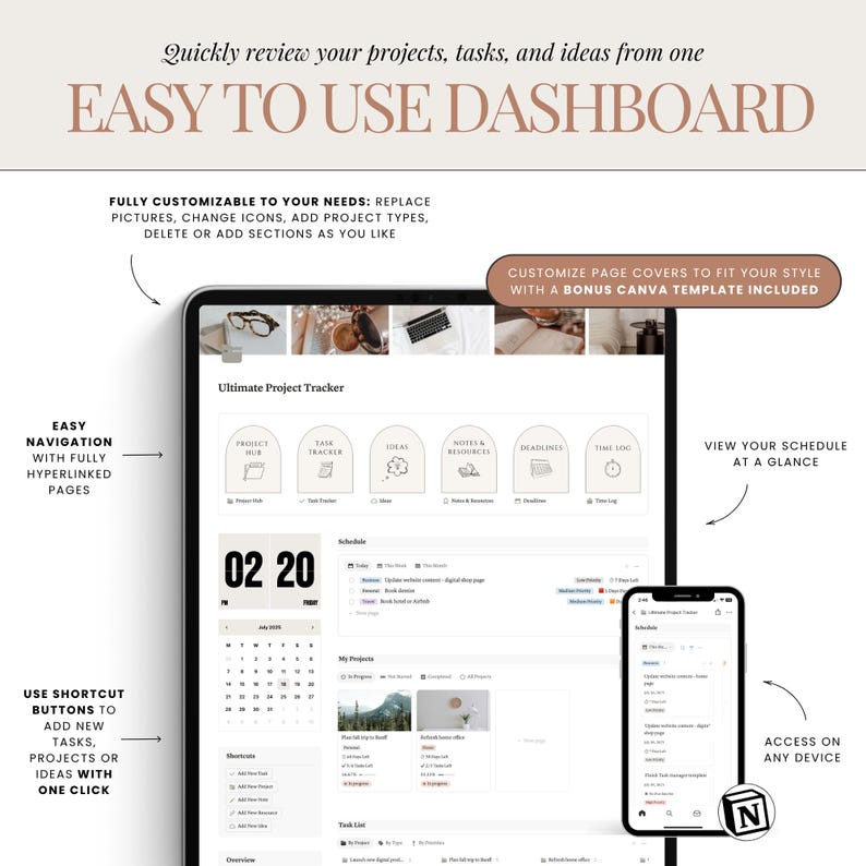 Notion Project Management Planner Task Tracker Project Tracker ...