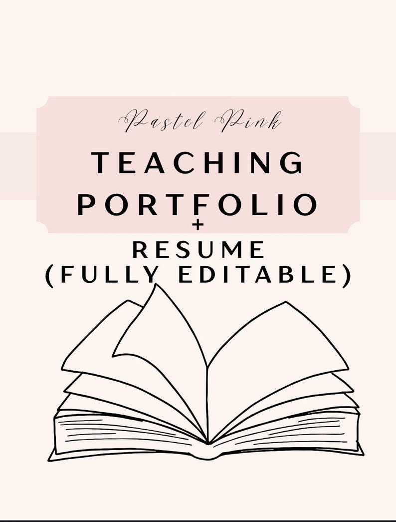 Pastel Pink Teaching Portfolio & Resume Template | Editable Canva ...